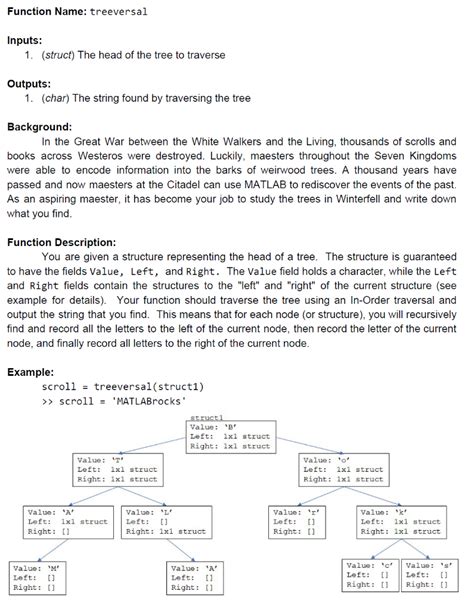 Function Name Treeversal Inputs 1 Struct The
