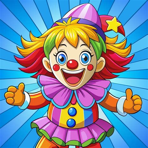 Premium Vector A Clown With A Clown Face And Both Hands Up