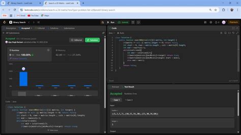 solved search a 2d matrix in java with binary search ajay singh