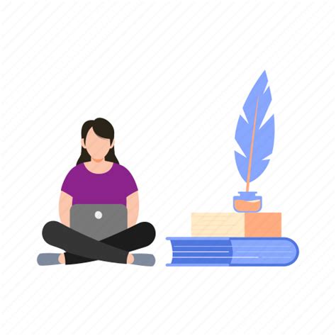 Femaleworking Laptop Writing Hobby Icon Download On Iconfinder