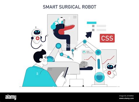 automation in healthcare concept illustration of robotic surgery and