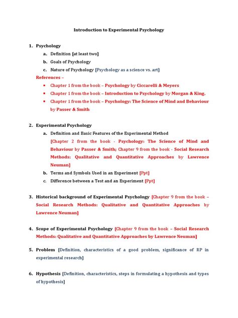 Introduction To Experimental Psychology Outline Pdf Experiment Psychology