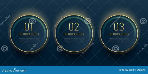3 Step Workflow Golden Infographic Banner Design Stock Vector