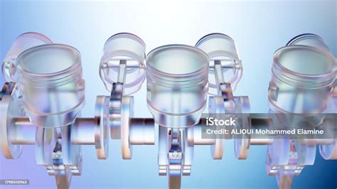 자동차 엔진 V8 작동 피스톤 및 크랭크 샤프트 이동 홀로그램 X 선 양식화 된 다채로운 투명도 기계 부품 3d 렌더링 0명에