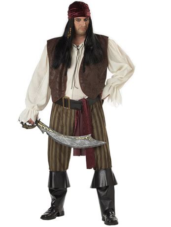 Mens Plus Size Rogue Pirate Costume Angels Fancy Dress