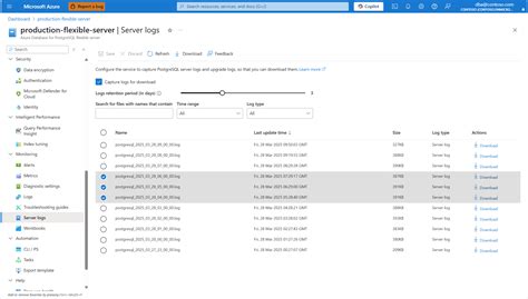 Postgresql とアップグレード ログをダウンロードする Azure Database For Postgresql