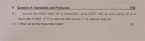 solved 6 question 5 standards and protocols [10] 6 1