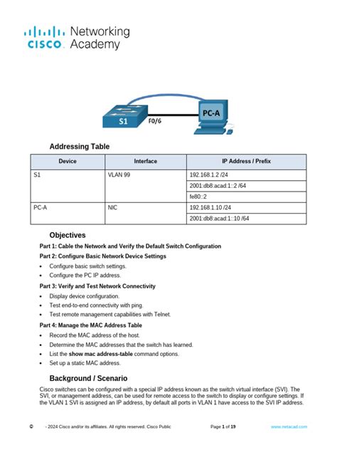 1 1 7 lab basic switch configuration pdf ip address i pv6