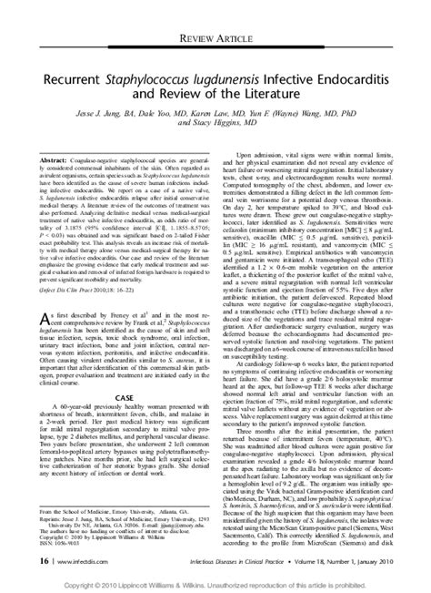 Pdf Recurrent Staphylococcus Lugdunensis Infective Endocarditis And
