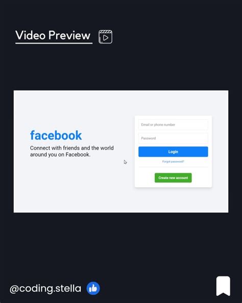 Stella • Coding • Html • Css • Javascript Facebook Login Page Using Html Css 🥶 Dynamic Login