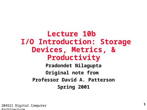 Ppt 1 204521 Digital Computer Architecture Lecture 10b Io