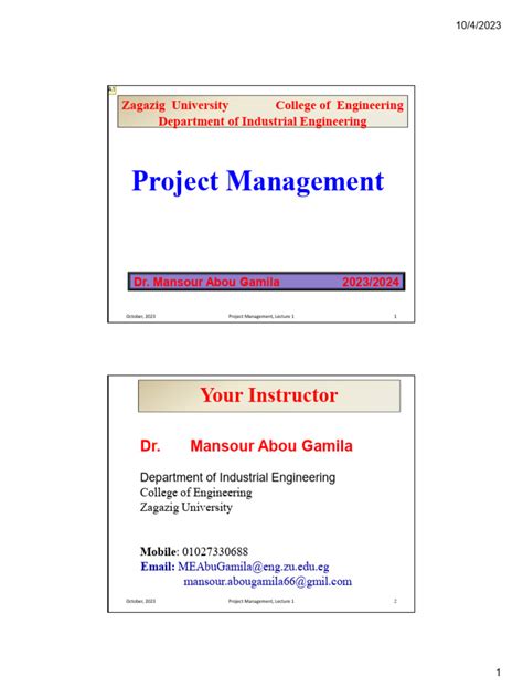 Project Management Lecture 1 Pdf Project Management Goal