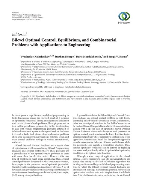 Pdf Bilevel Optimal Control Equilibrium And Combinatorial Problems With Applications To