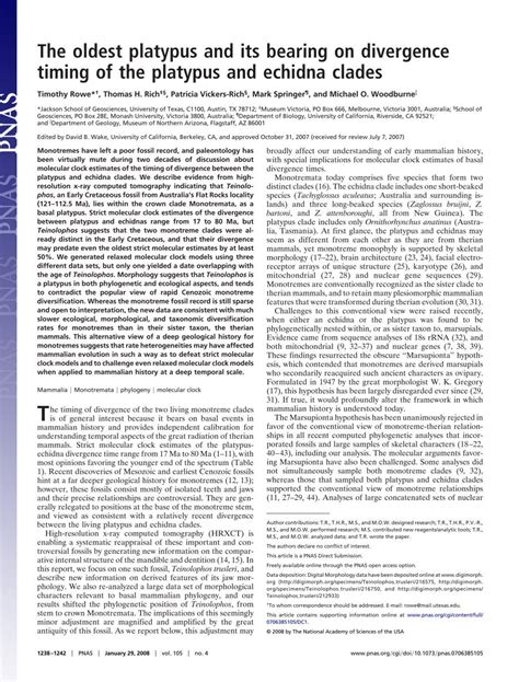 The Oldest Platypus And Its Bearing On Divergence Timing Of The