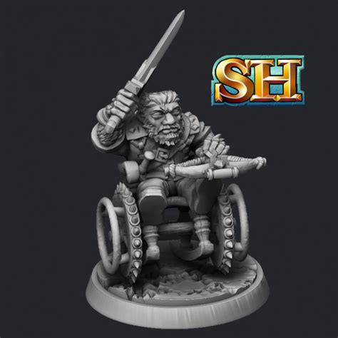 3d Printable Dwarf Ranger In Wheelchair By Stonehaven Miniatures