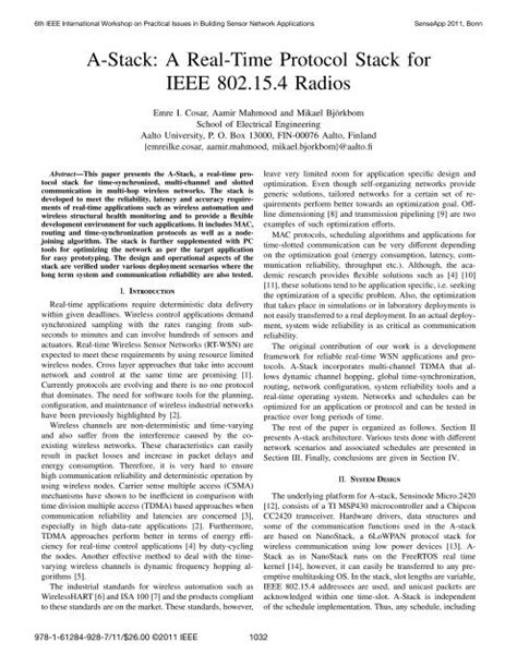 A Stack A Real Time Protocol Stack For Ieee 802154 Radios