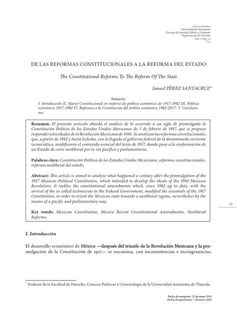 De Las Reformas Constitucionales A La Reforma Del Estado Pdf