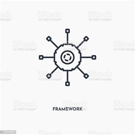 프레임워크 개요 아이콘입니다 간단한 선형 요소 그림입니다 흰색 배경에 격리 된 라인 프레임 워크 아이콘입니다 얇은 스트로크 기호는 웹 모바일 및 Ui에 사용할 수 있습니다