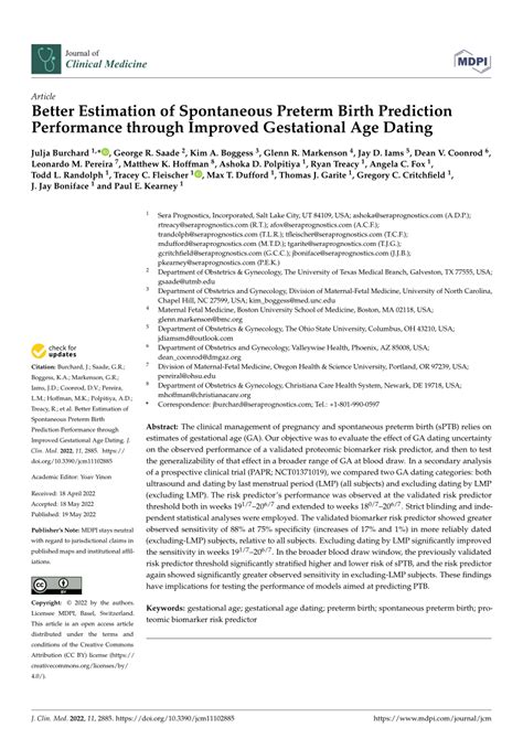 Pdf Better Estimation Of Spontaneous Preterm Birth Prediction Performance Through Improved
