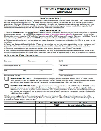 Free 16 Verification Worksheet Samples In Pdf Ms Word