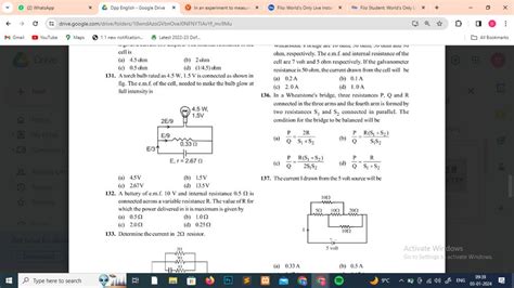 A Torch Bulb Rated As 45 W15 V Is Connected As Shown In Fig The Emf