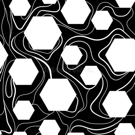 White Hexagons On A Black Background Seamless Pattern Vector