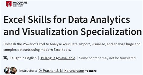 Excel Skills For Data Analytics And Visualization Specialization ~ Computer Languages Clcoding