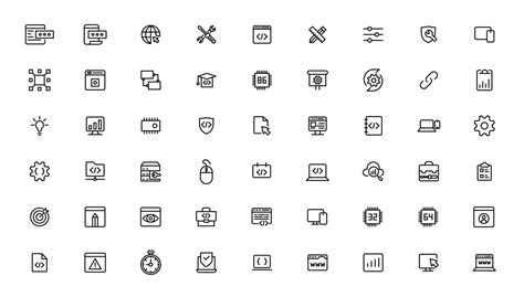 Software Development Icon Collection Programming Coding Icon Set Programmer And Developer
