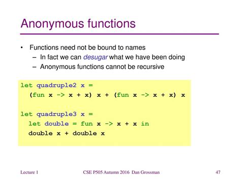 CSEP505: Programming Languages Lecture 1: Intro; OCaml; Functional ...