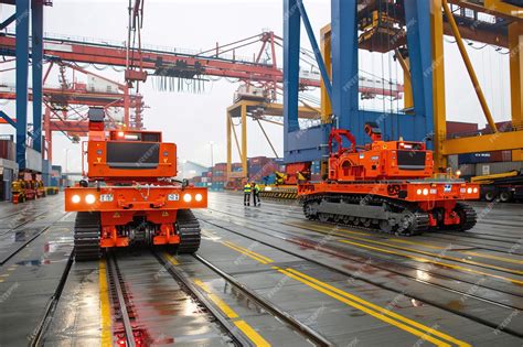 premium photo automated container terminal robotic cranes and