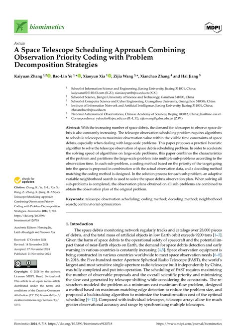 Pdf A Space Telescope Scheduling Approach Combining Observation