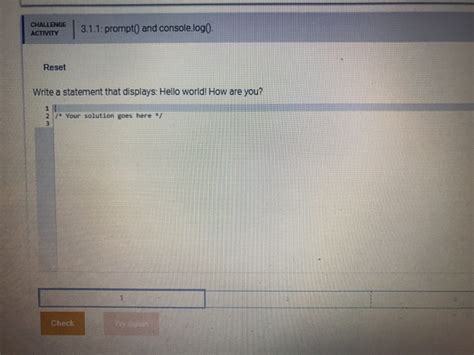 Solved Actvey311 Prompt0 And Consolelog0 Reset Write A