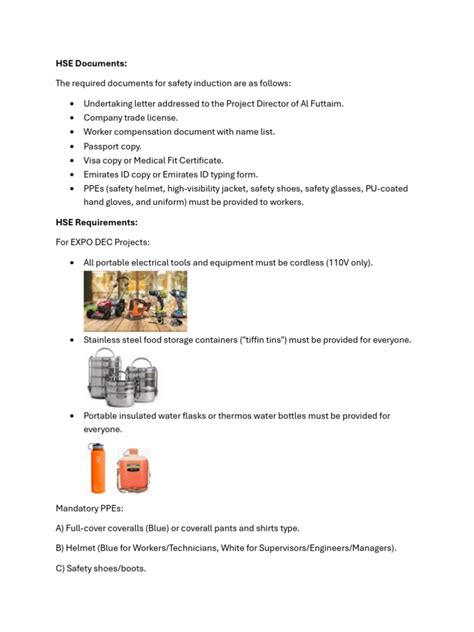 Hse Requirements Pdf