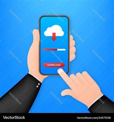 Smartphone With File Download Downloading Process Vector Image