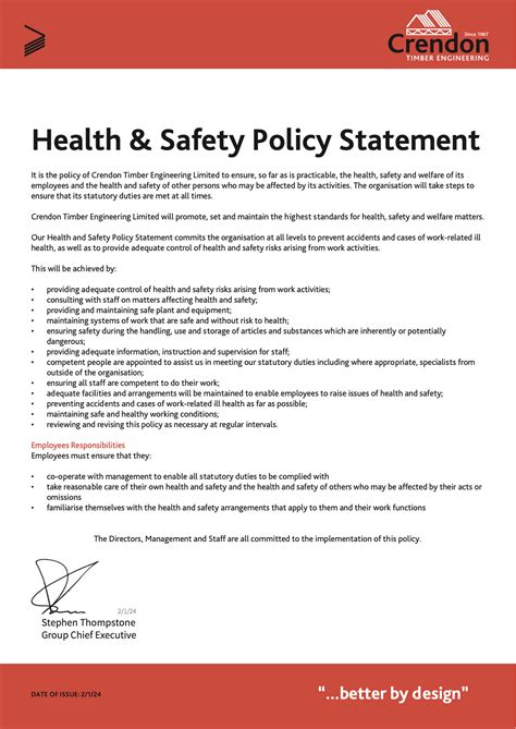 Health And Safety Statement Crendon Timber Engineering