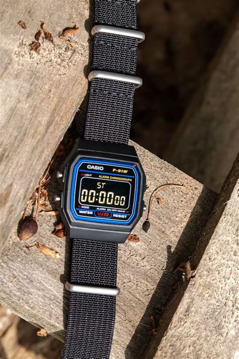 Casio F 91w Pitch Black Modified Black Casio F91w Black Screen Mod Custom Casio Watch Etsy