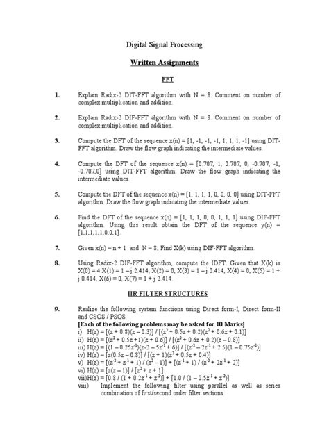 digital signal processing written assignments pdf low pass filter