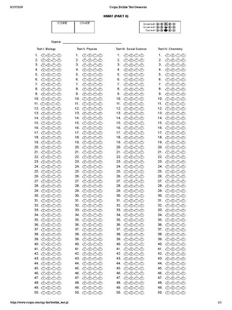 Practice Answer Sheet Part 2 Pdf Science Observation