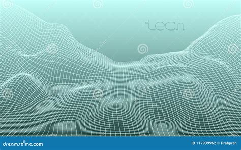 abstract 3d digital grid terrain landscape background stock