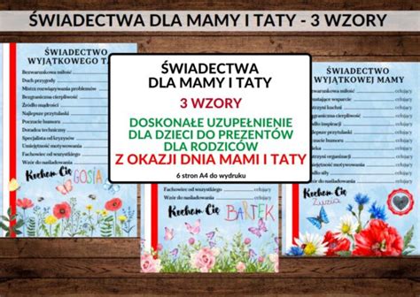 Świadectwa Dla Mamy I Taty Pomoce Dydaktyczne Pdf