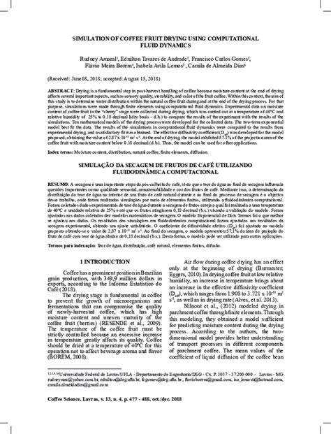 pdf simulation of coffee drying using computational fluid dynamics