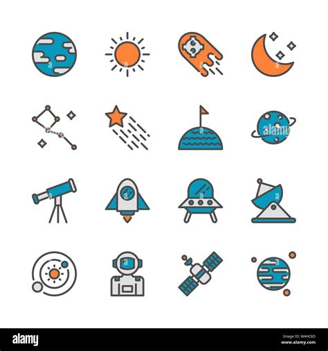 Space In Colorline Icon Set Designvector Illustration Stock Vector