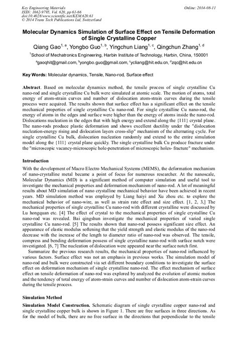 Molecular Dynamics Simulation Of Surface Effect On Tensile Deformation Of Single Crystalline