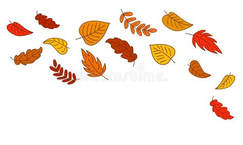 Autumn Colored Leaves In Doodle Style Are Falling Leaves Are Swirling