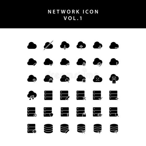 Cloud Computing Network Glyph Style Icon Set Vol1 Stock Vector Illustration Of Diagram