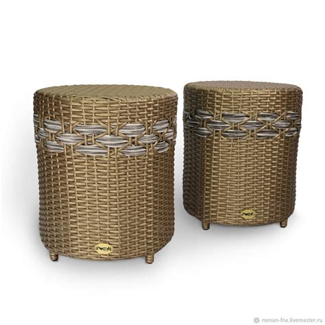 Пуфик из искусственного ротанга ЛИЛИЯ (золотистый, серый антик)Пуфик и ...