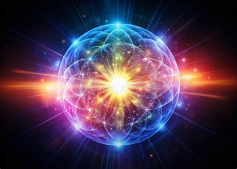 Visualizing Atomic Nucleus Structure And Energy Beams An Abstract Illustration Of Radiation