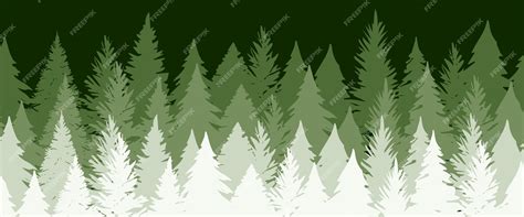 Premium Vector Seamless Forest Fir Landscape Border Vector Illustration