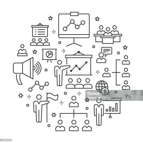 Presentation Outline Icons Set For Interface Print Stock Illustration