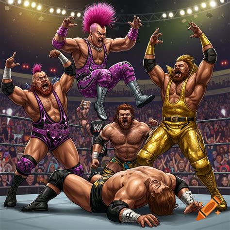 Illustration Of Two Muscular Wrestlers Facing Off In A Ring Under